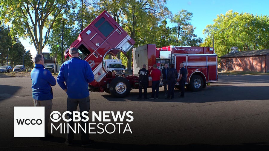Twin Cities firefighters get up close look at electric fire truck - CBS ...