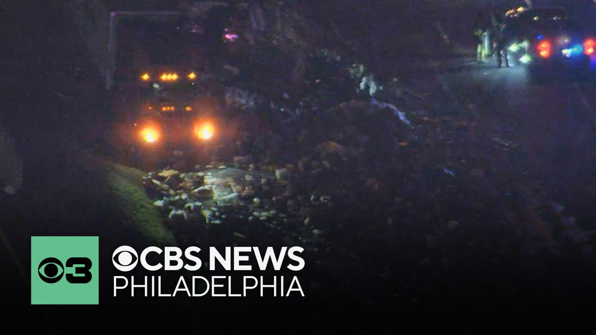 Part of NJ Turnpike northbound blocked after crash involving multiple tractor-trailers - CBS ...