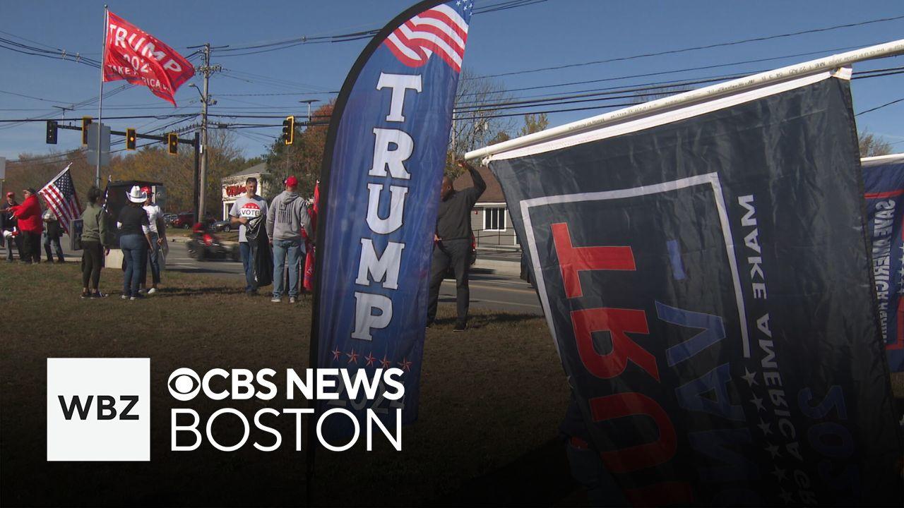 Donald Trump supporters rally for resident projecting campaign image on ...