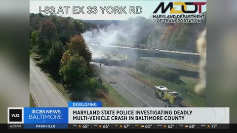 Two dead, four injured in fiery crash on I-83 in Baltimore County - CBS ...