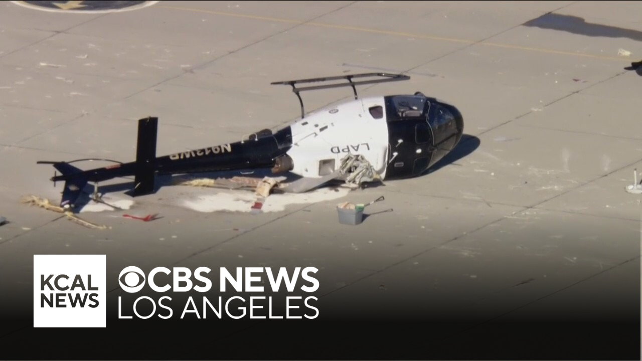 Strong winds causes LAPD helicopter to hit the ground during training ...