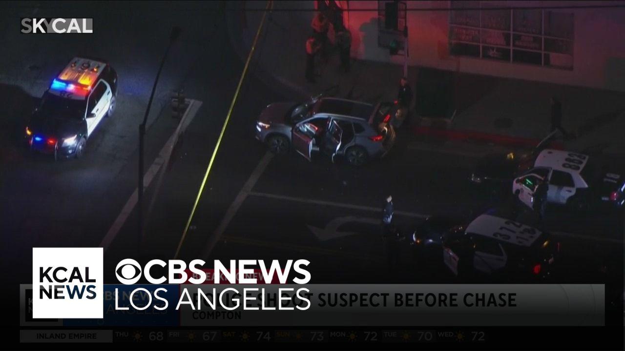LAPD officers open fire on shooting suspect in South LA before chase into Compton - CBS Los Angeles