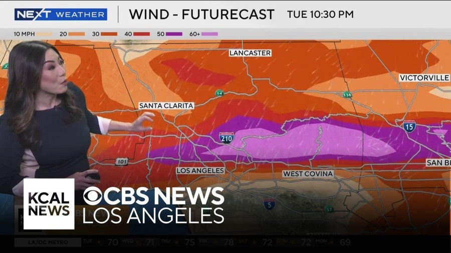 Los Angeles wind maps show where strong gusts are expected - CBS Los ...