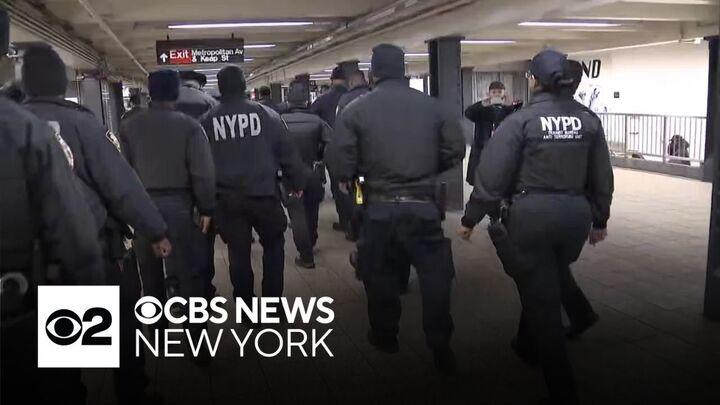 NYPD officers begin patrolling subway platforms and trains during ...