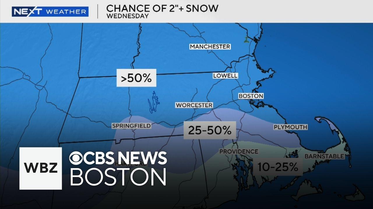 Map shows where plowable snow could fall in Massachusetts Wednesday ...