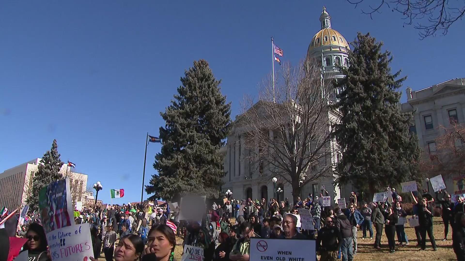 Hundreds of protesters march through downtown Denver - CBS Colorado