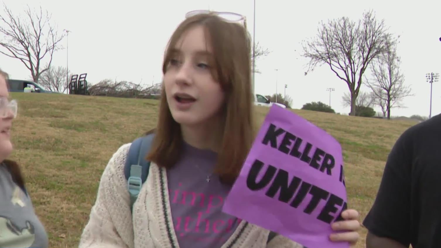 Dozens of Keller ISD students stage walkout in protest of plan to split ...