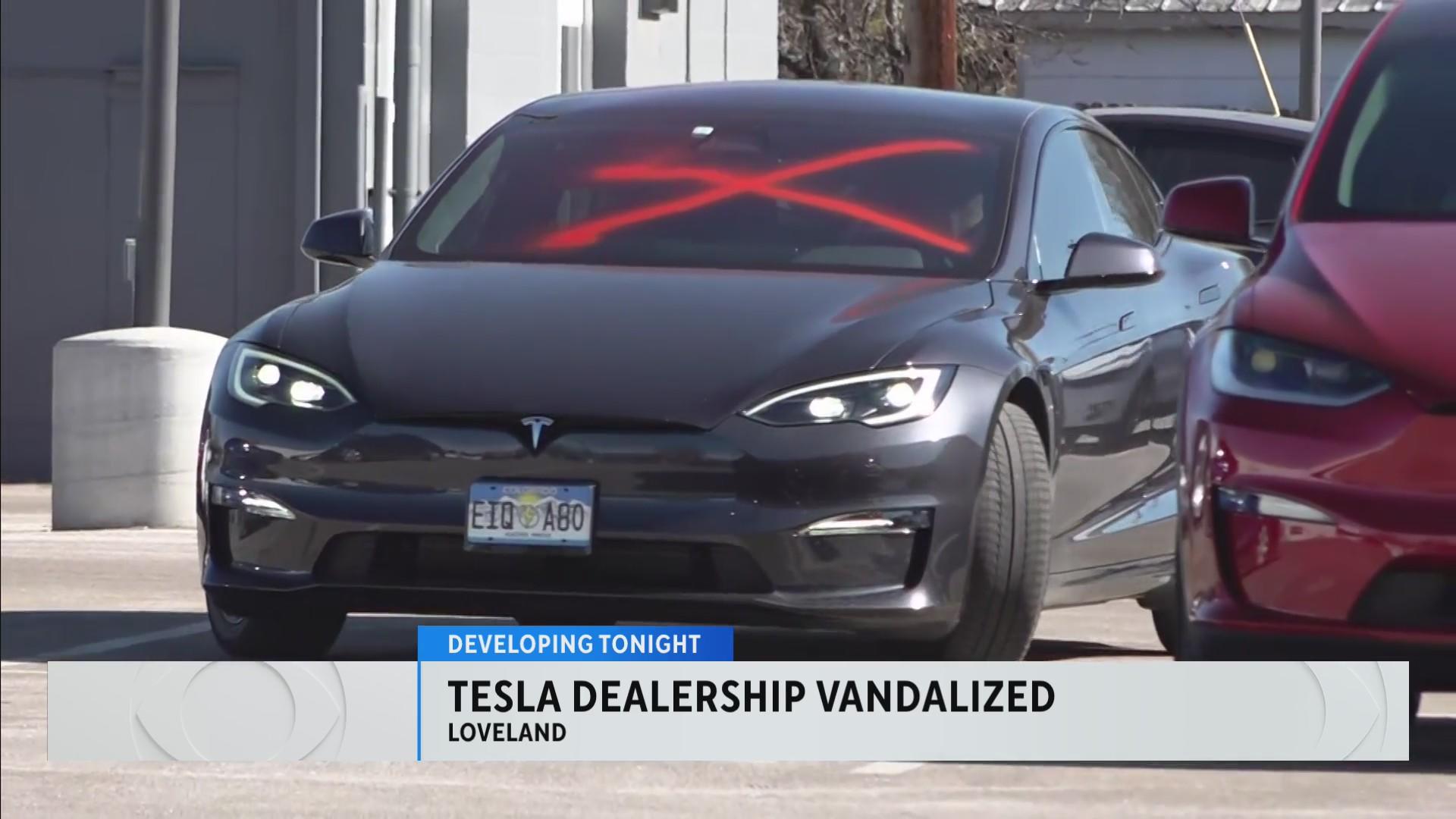 Colorado Tesla dealership vandalized with "offensive" graffiti, broken ...