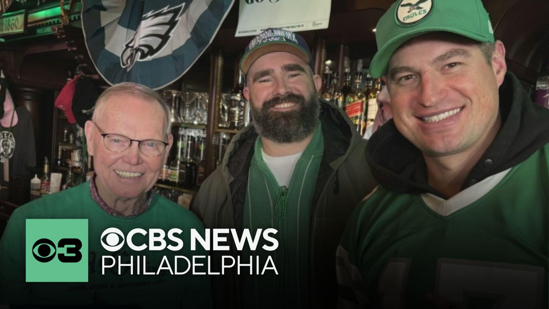 Jason Kelce buys Eagles fans drinks at McGillin's Olde Ale House during ...