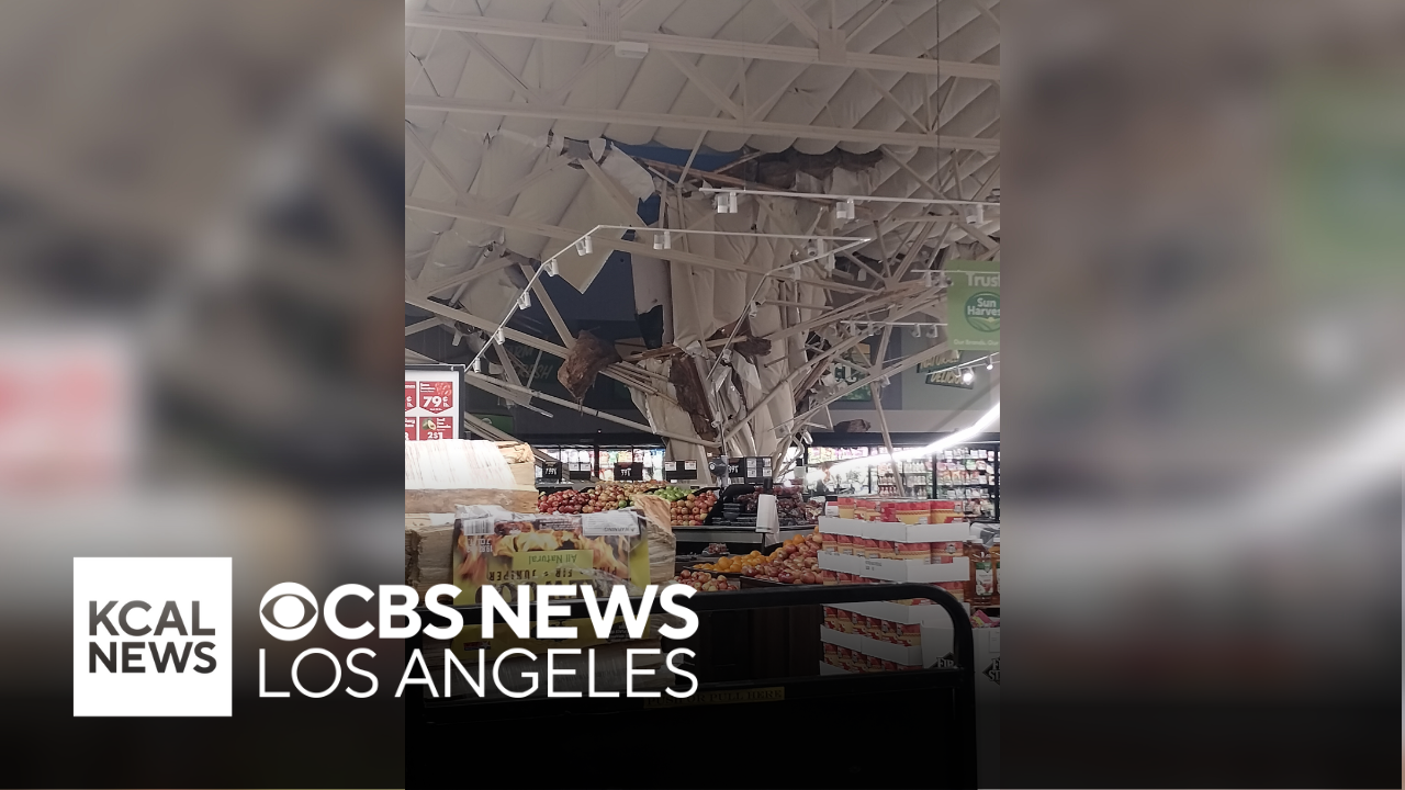 Smart and Final roof collapses as rain passes through Azusa - CBS Los ...