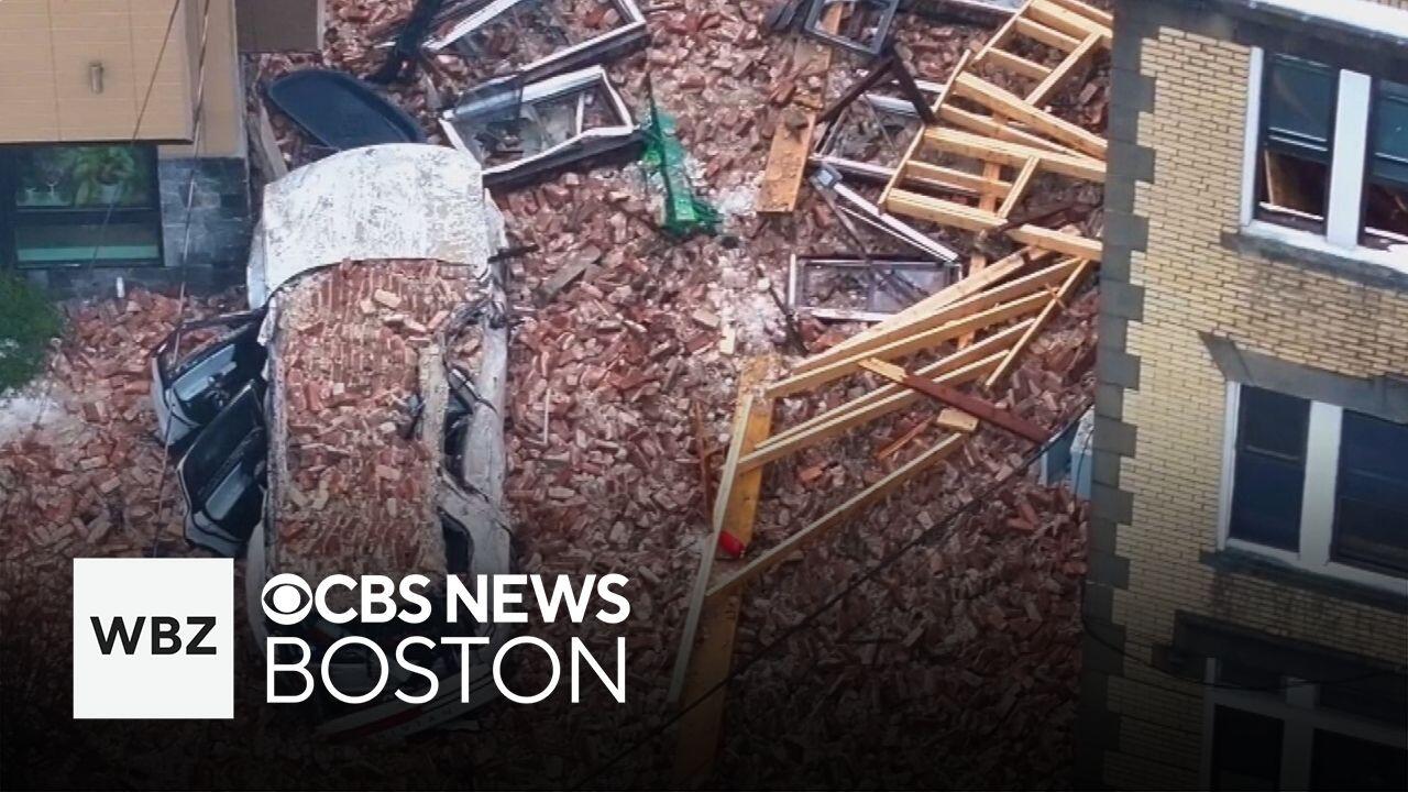 Car crushed by falling bricks during Massachusetts apartment building ...
