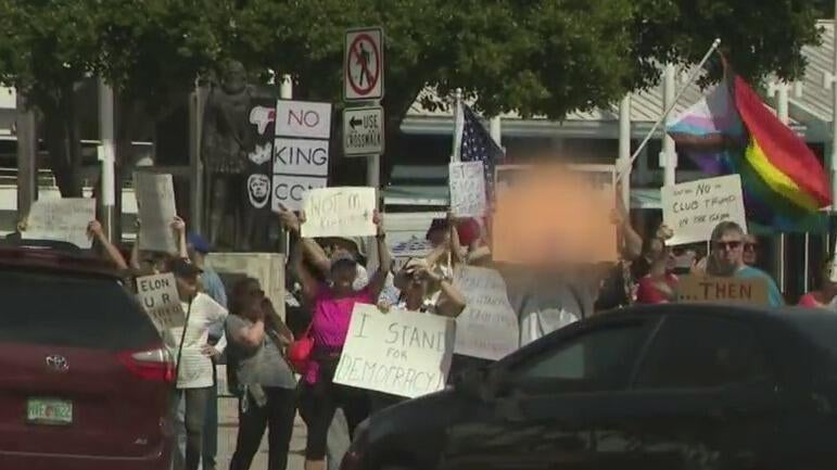 South Florida protesters rally against Trump policies on "No Kings Day ...