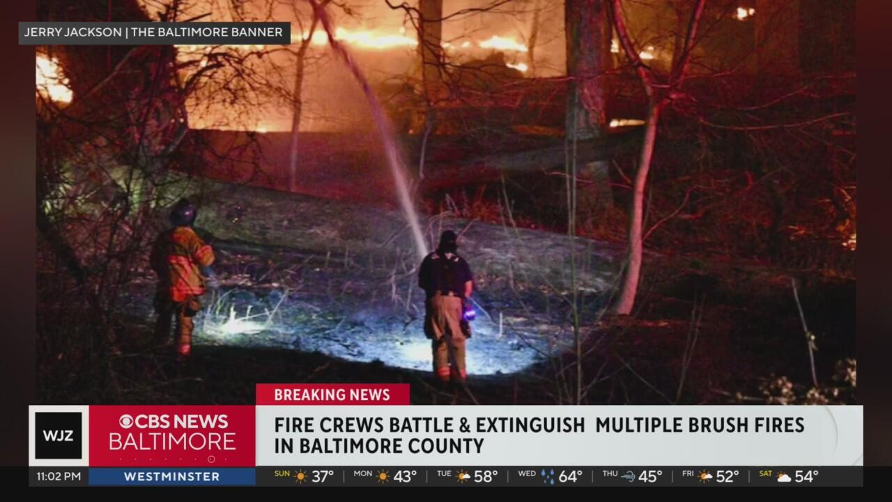 Brush fire breaks out in Baltimore County during windy, dry conditions - CBS Baltimore