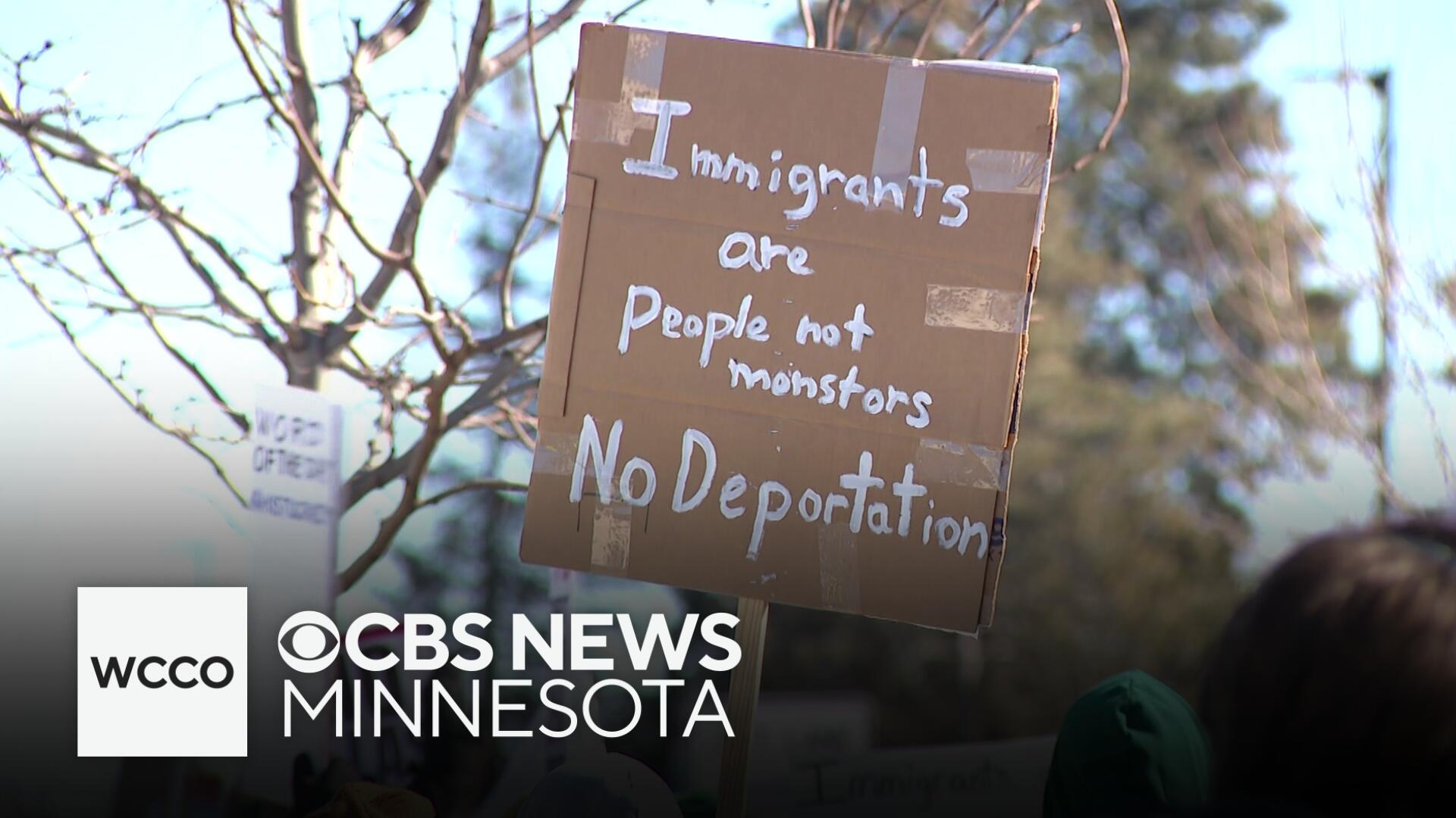 Hundreds protest deportations in Richfield march - CBS Minnesota