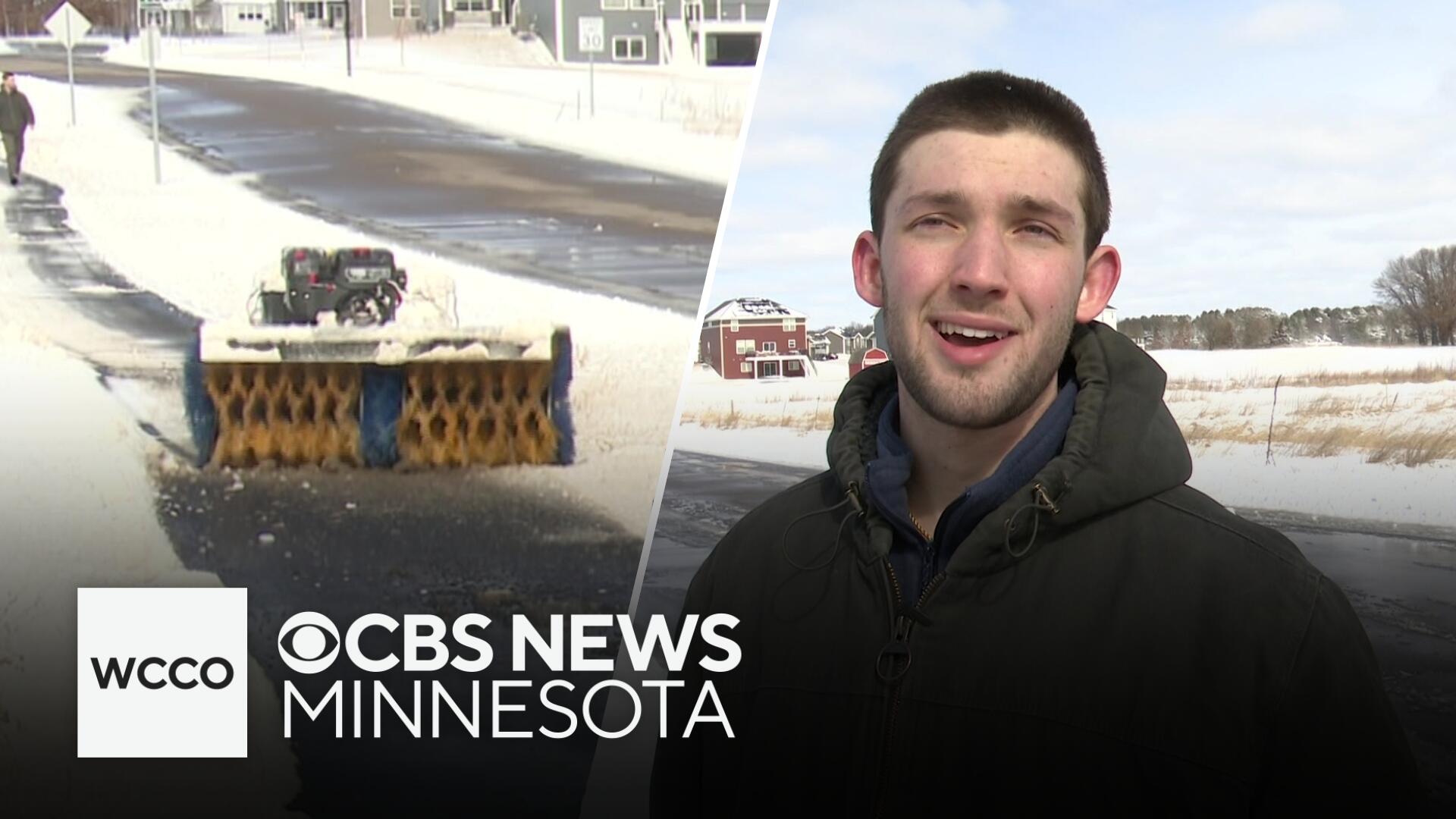 University of Minnesota senior shows off snow-clearing robot - CBS ...