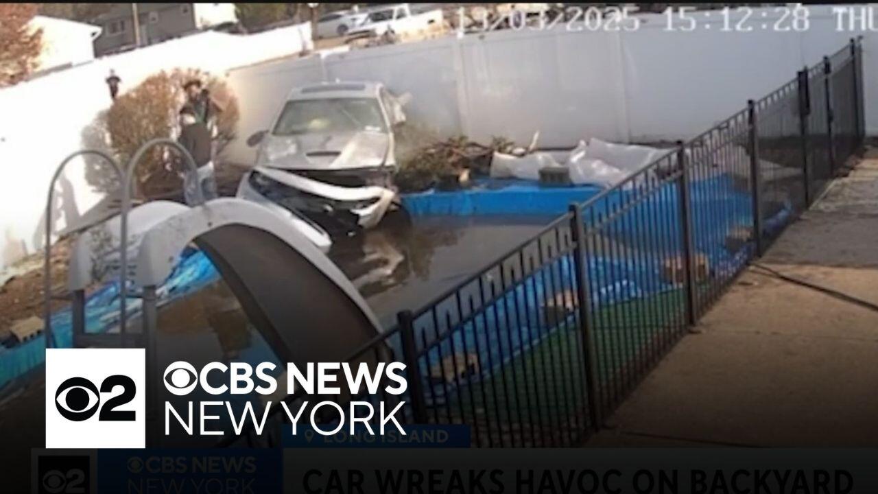 Wild video shows Long Island driver crash into swimming pool, then walk ...