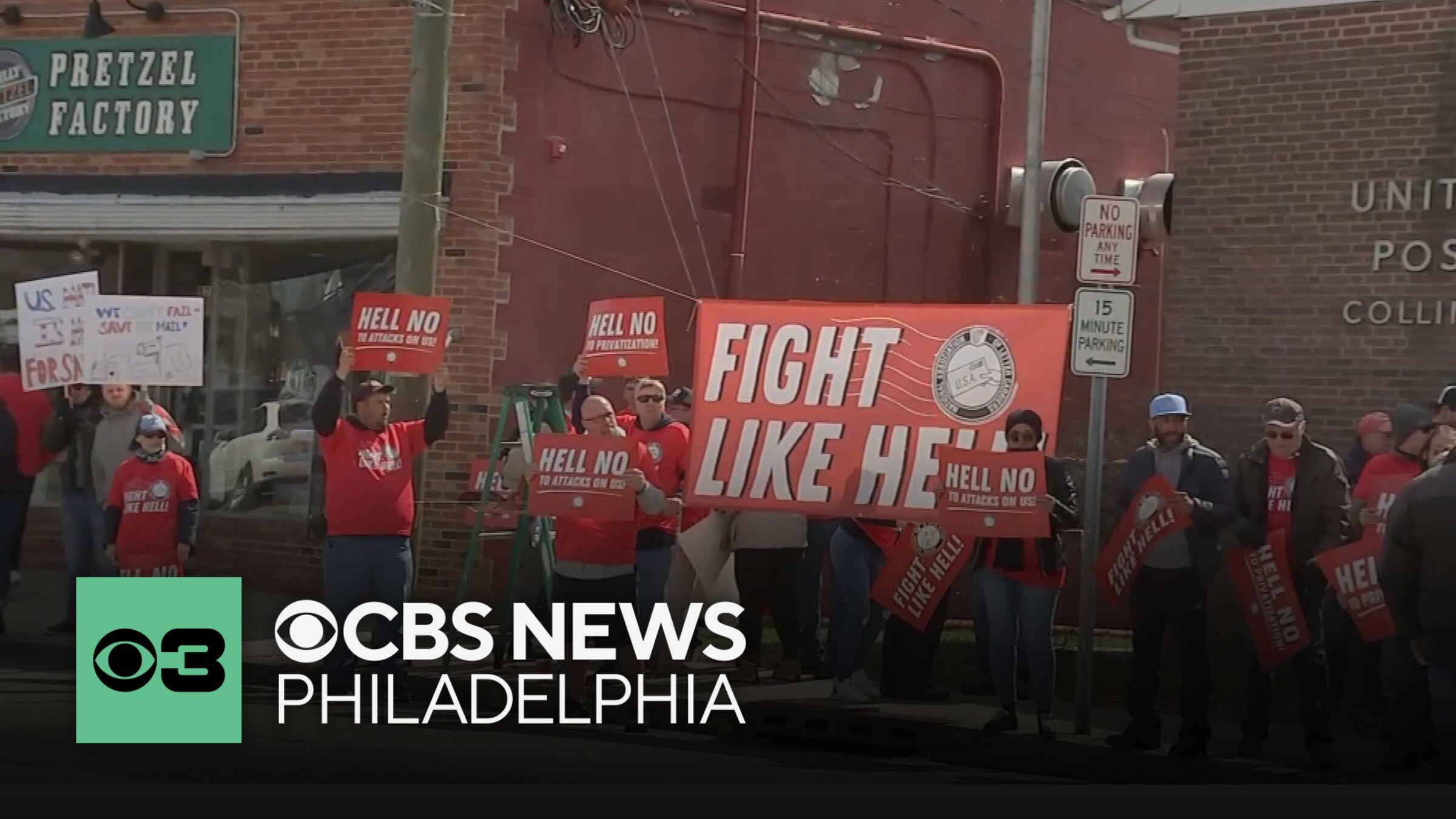 Postal workers, supporters rally in Collingswood, New Jersey, protest ...