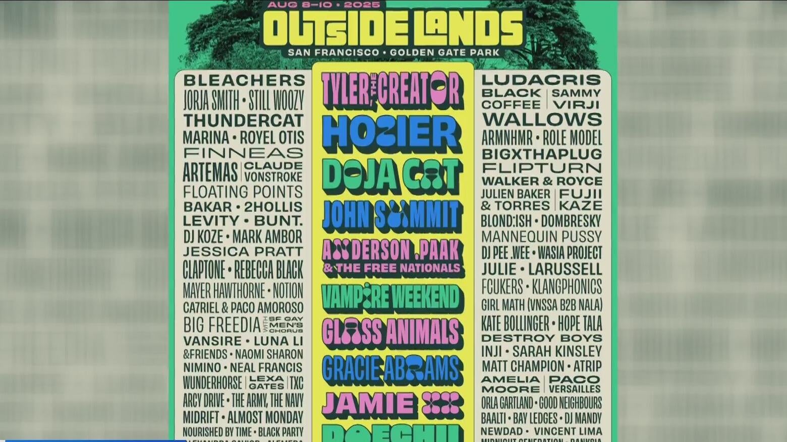 Outside Lands announces Tyler, The Creator, Hozier, Doja Cat as 2025 ...
