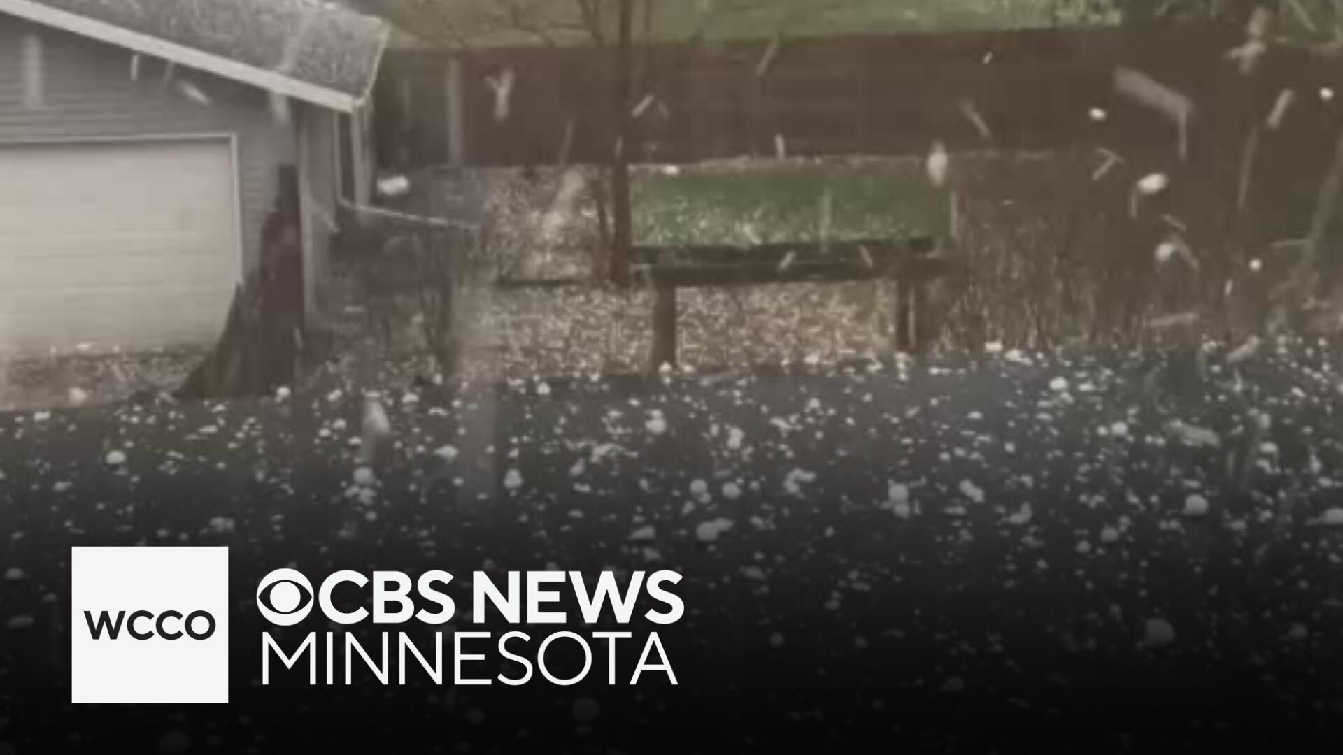 Video shows large hail falling near Madison, Wisconsin - CBS Minnesota