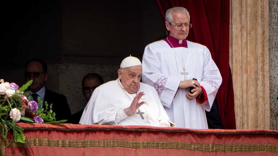 Pope Francis appears on Easter Sunday at St. Peter's Square as he ...