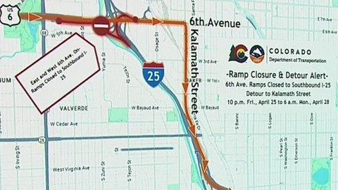 6th Avenue ramp to I-25 in Denver closes for road resurfacing - CBS ...