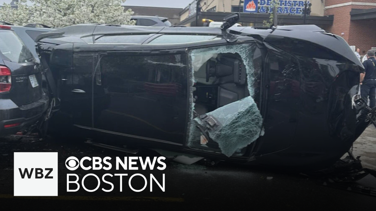 Video shows "out of control" electric car flip, hit several vehicles at ...