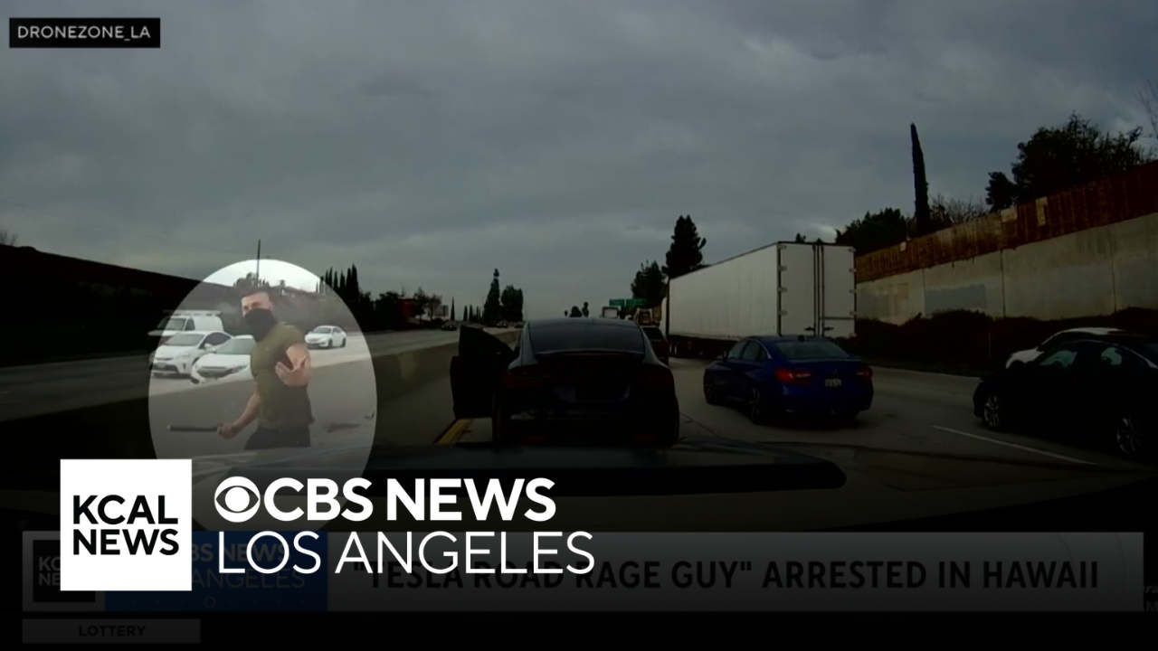 Southern California Tesla road rage driver is arrested in Hawaii - CBS ...