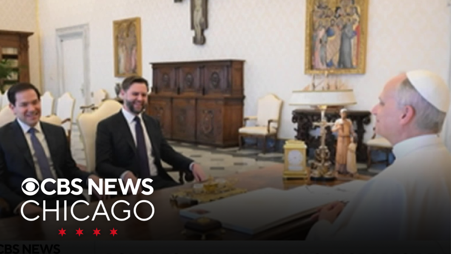 JD Vance meets Pope Leo XIV at the Vatican, gives him a Chicago Bears ...