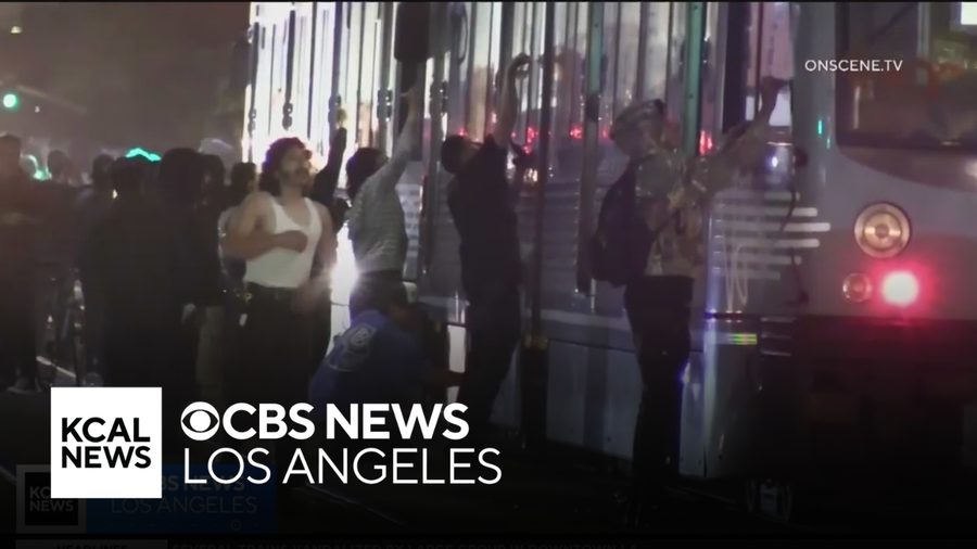 Several trains vandalized by large group in downtown LA - CBS Los Angeles