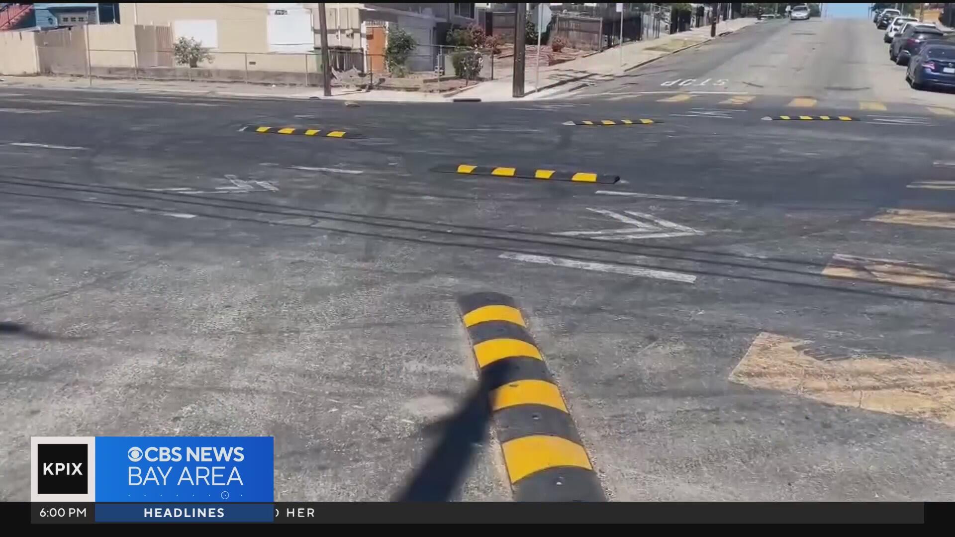 Oakland removes DIY speed bumps residents put in to stop sideshows - CBS San Francisco