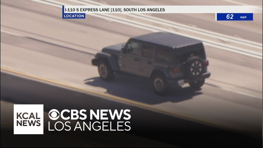 Stolen Jeep driver surrenders after police pursuit through South LA - CBS Los Angeles