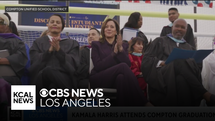 Kamala Harris makes surprise appearance at Compton High School ...