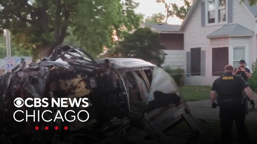 3 hurt in fiery crash involving stolen car in Dolton, Illinois - CBS Chicago