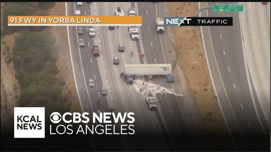 All lanes on the westbound 91 Freeway in Yorba Linda reopen after hours ...