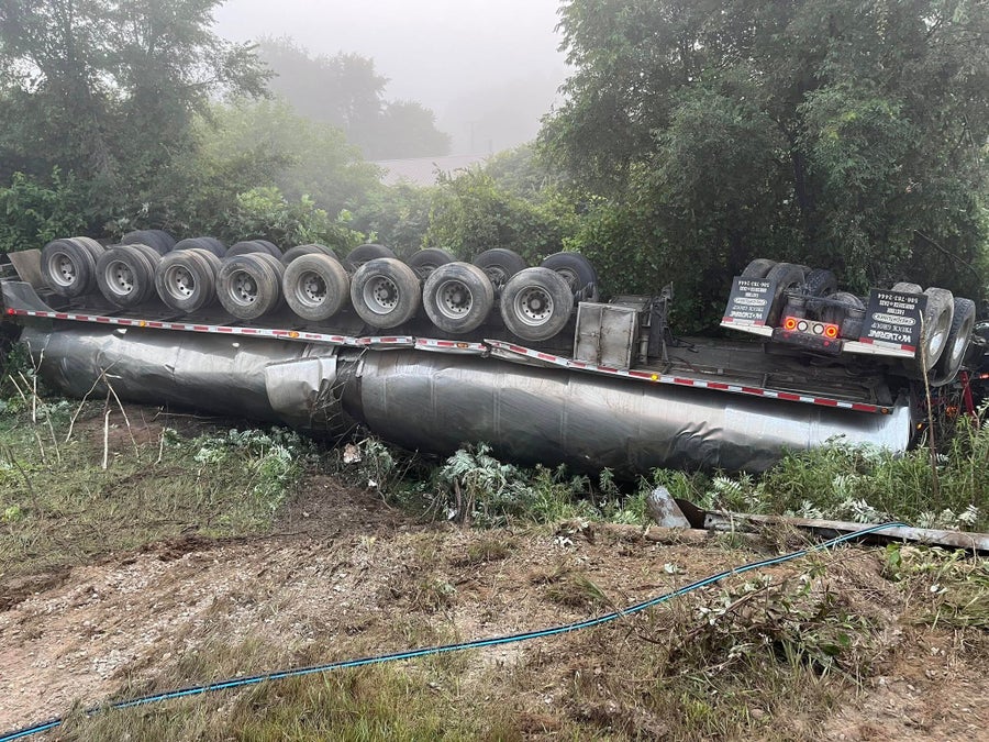 Milk tanker overturns in Tuscola County, spills 12,000 gallons of milk ...