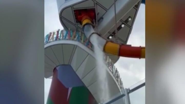 Video shows water gushing from broken slide aboard Royal Caribbean ...