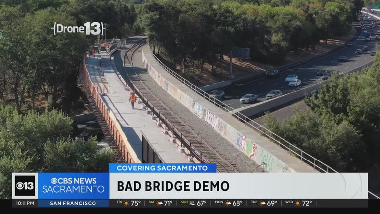 Demolition begins on Sacramento's faulty Del Rio Trail bridge over I-5 ...