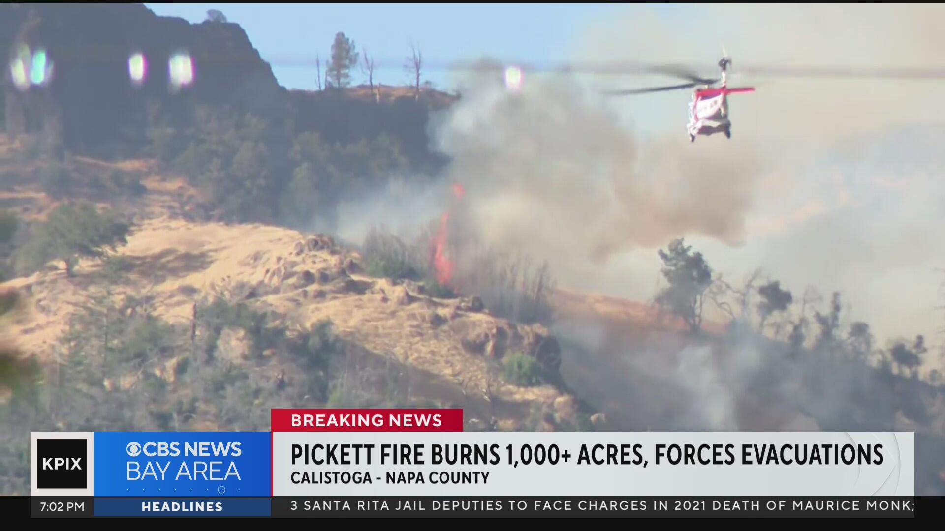 Pickett Fire burning in Napa County prompts evacuations near Calistoga ...