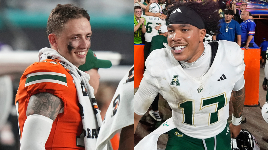 No. 5 University of Miami takes on No. 18 University of South Florida in matchup of quarterbacks ...