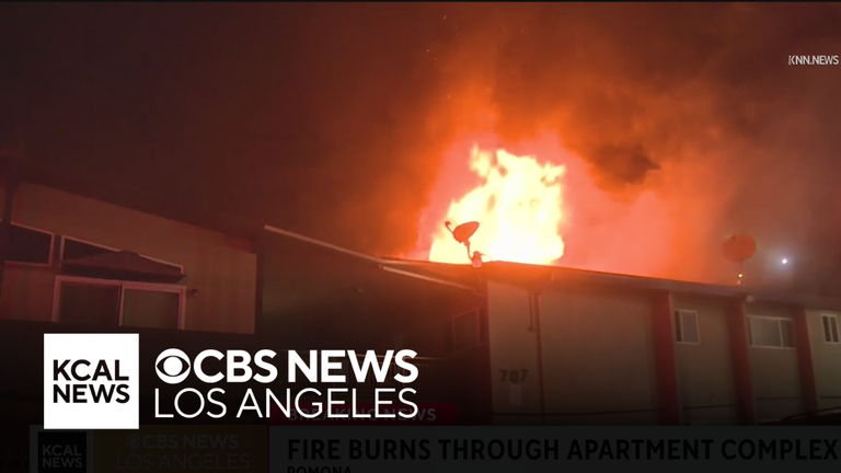 Pomona apartment building fire displaces 15, destroys multiple units - CBS Los Angeles