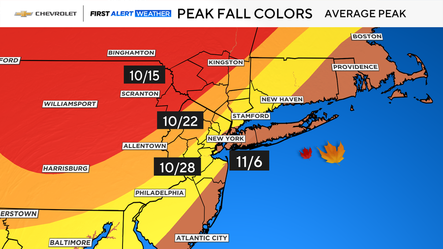 Map shows fall foliage forecast for New York and Tri-State Area. Here's ...