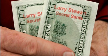Secret Santa Gives $100 Bills To Needy - CBS News