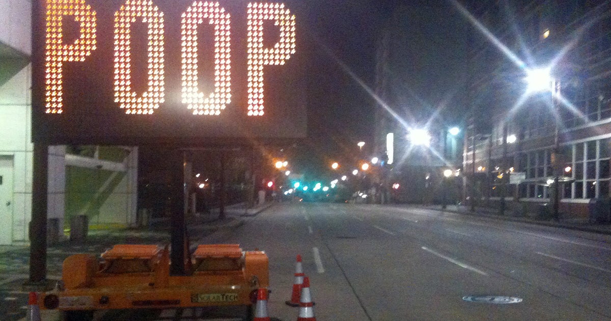 Electronic sign's message to drivers: "Poop" - CBS News