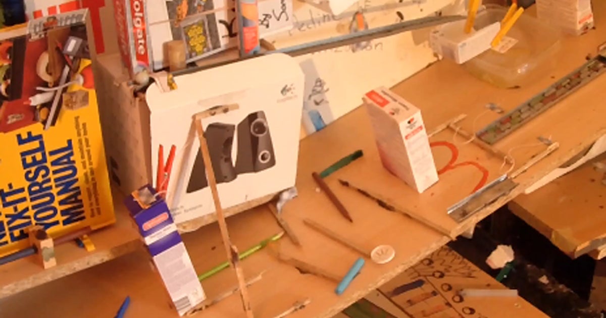 Rube Goldberg pythagoras switch (sponsored by the letter "B") - CBS News