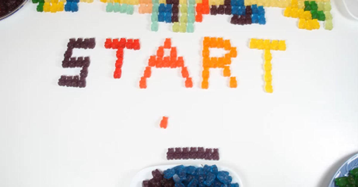 Classic video games shown using gummi bear stop motion - CBS News