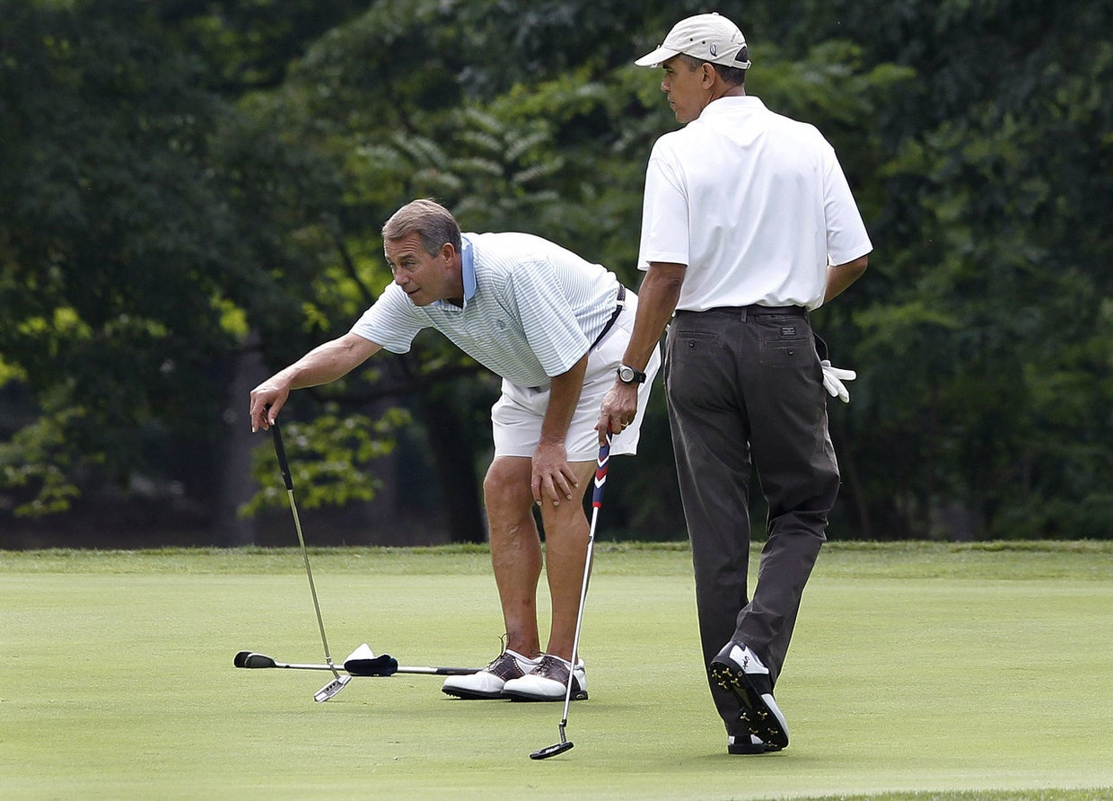 President Obama plays 300th round of golf as president - CBS News