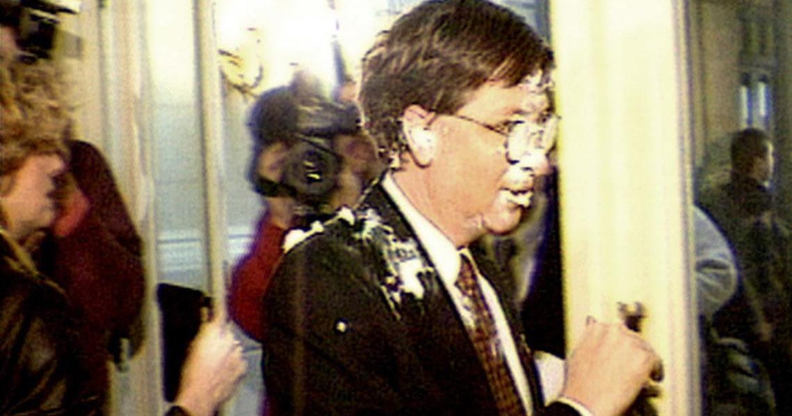 Who got a pie in the face?