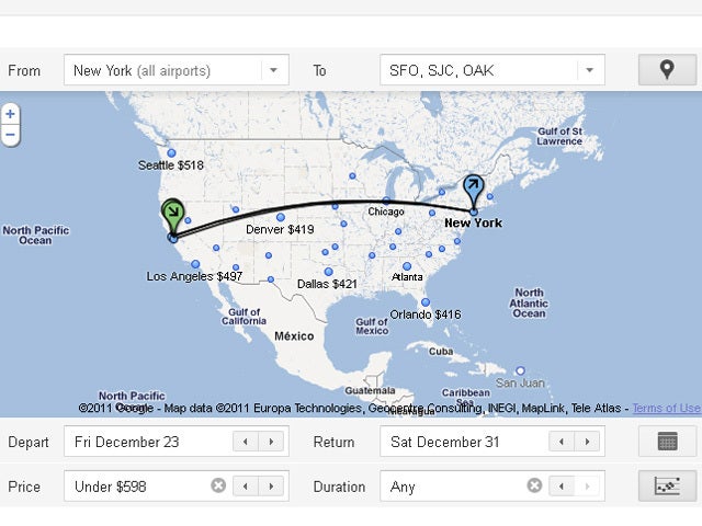 Google flight search engine features