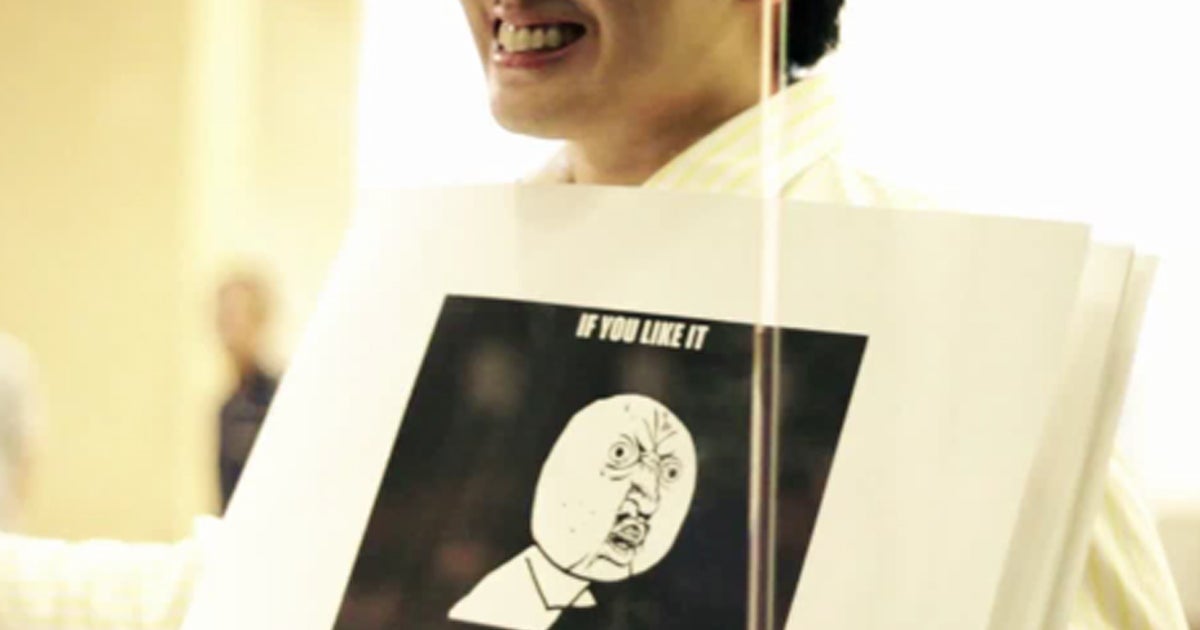 Memorable wedding proposal using Internet memes - CBS News