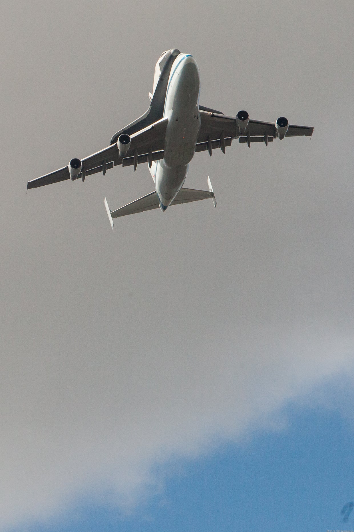 Space shuttle Enterprise flies over NYC